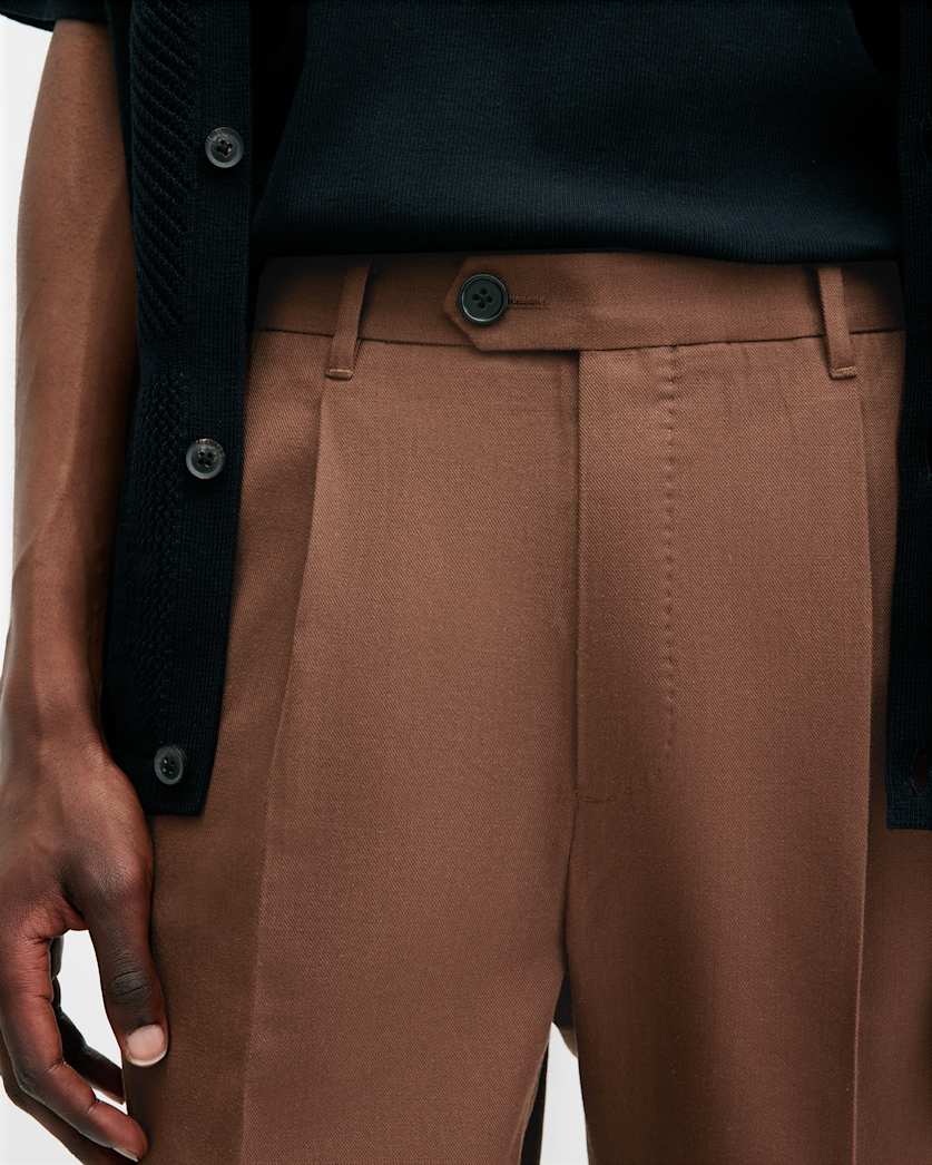 Tallis Slim Fit Cropped Tapered Trousers BLUNT BROWN | ALLSAINTS